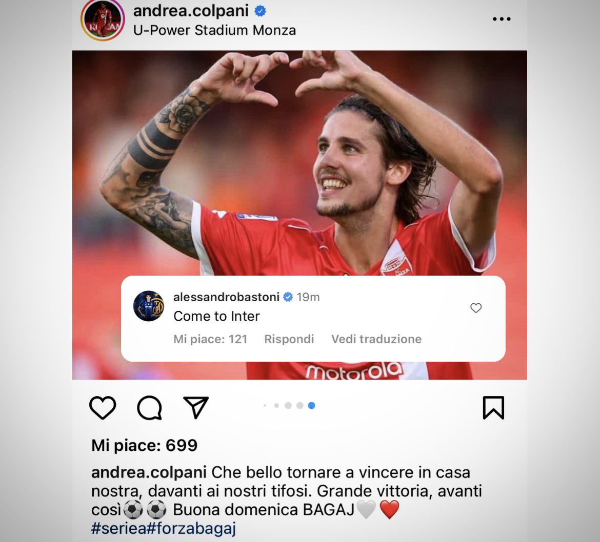 Bastoni chiama Colpani: "Vieni all'Inter"